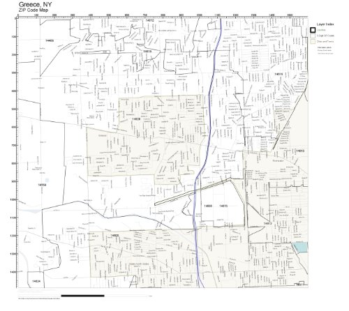 Amazon.com : ZIP Code Wall Map of Greece, NY ZIP Code Map Not Laminated ...