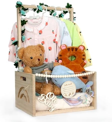 Amazon.com : Wooden Baby Shower Crate Closet, Customizable Lights Up ...