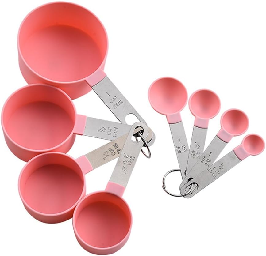 8 Pcs Measuring Cups and Spoons Set, 4 Measuring Cups / 4 Measuring ...