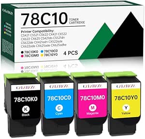 Amazon.com: CS421 78C10 Toner Cartridge Set 4-Color Replacement for ...