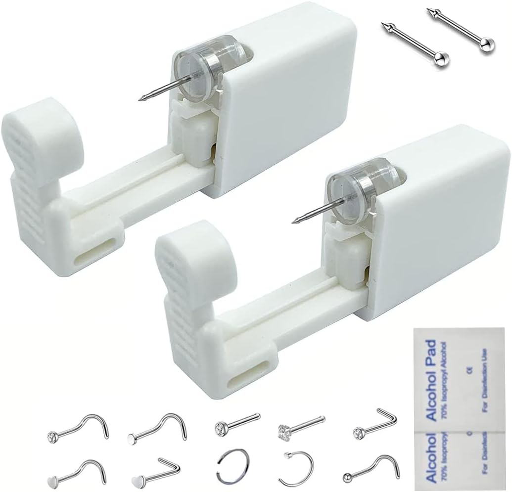 Amazon.com: Nose Piercing Gun Kit - Lyuxzad 6Pcs Self Nose Piercing Kit ...