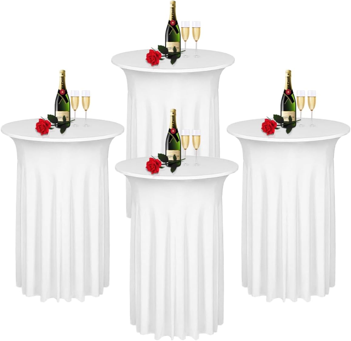 Amazon.com: Albassa 4 Packs Round Cocktail Table Skirt 32"x 43" Spandex ...