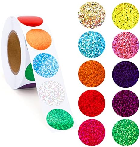 Amazon.com: Anwyll 500 Pcs Glitter Round Stickers, Foil Sparkly Circle ...
