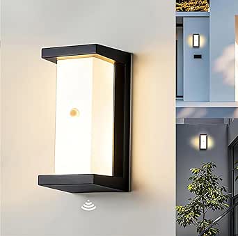 Ikenta Motion Sensor Outdoor Wall Lamp Lights LED, Porch Lights Outdoor Wall Lamps for Patio ...