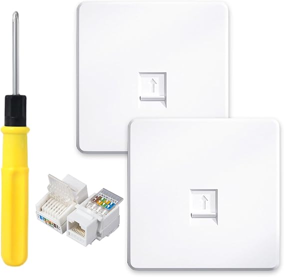 Acmerota RJ45 Ethernet Faceplate Cat6 Single 1-Port Flat Face Socket ...