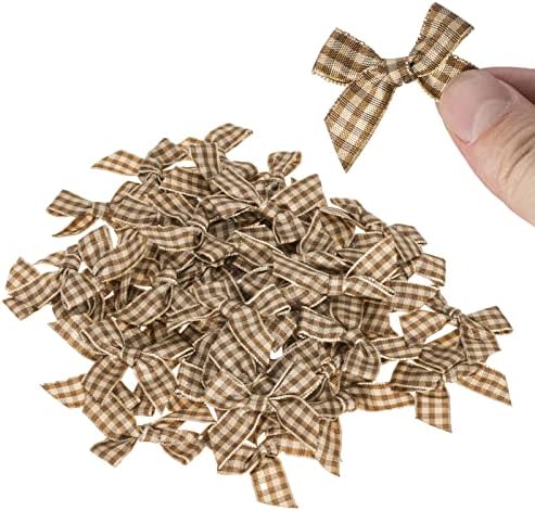 Amazon.com: VIVIQUEN 50pcs Mini Gingham Ribbon Bows Checkered Ribbon ...