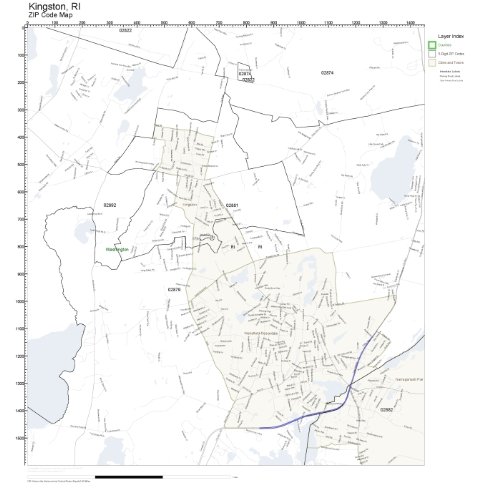 ZIP Code Wall Map of Kingston, RI ZIP Code Map Not Laminated: Amazon ...