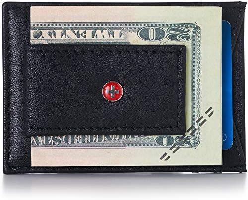 Alpine Swiss Genuine Leather Money Clip front pocket wallet with magnet ...