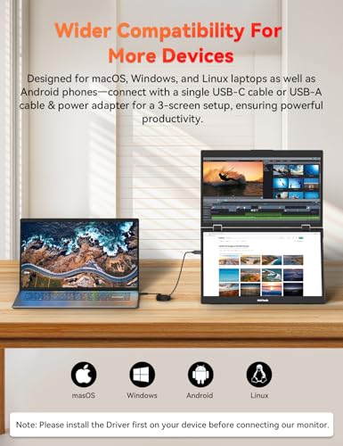 HotYeah Triple Laptop Screen Extender, 15.6 inch Dual Stacked Monitor ...