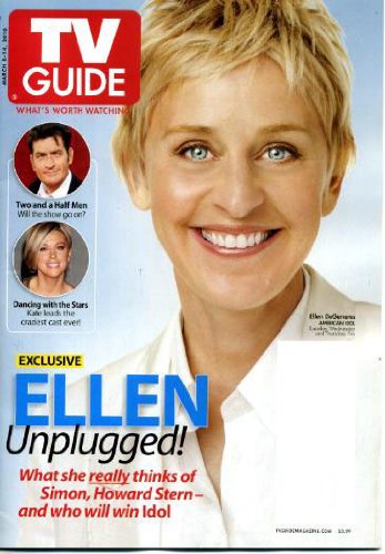 TV Guide March 8 2010 Ellen Degeneris/American Idol on Cover, Saturday ...