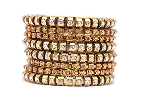 Buy Shivarth Bangles Set Golden Color With Crystals Stone Kade Set For ...