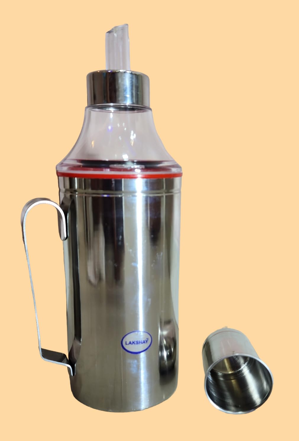 VBLUE Pure Stainless Steel Oil Dispenser with Nozzle 1 Litre (1000 ml ...