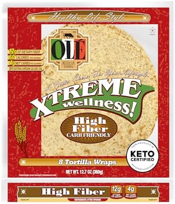 Amazon.com: Ole Xtreme Wellness High Fiber Low Carb Wraps, 8ct Packs ...