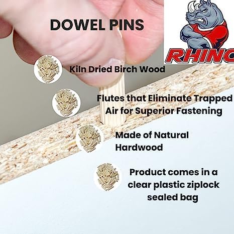 Snapklik.com : Rhino Wood Industries 200 Pack Dowel Pins