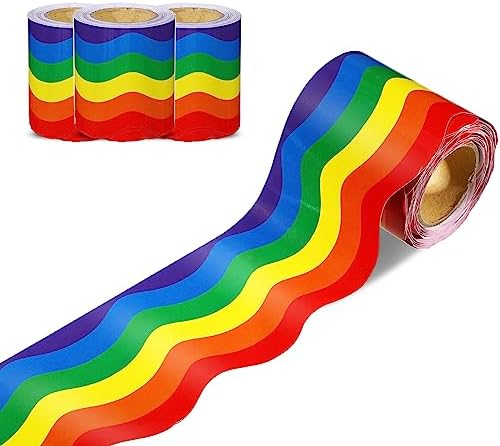 Amazon.com: Outus 4 Pack Bulletin Board Borders Rainbows Border ...