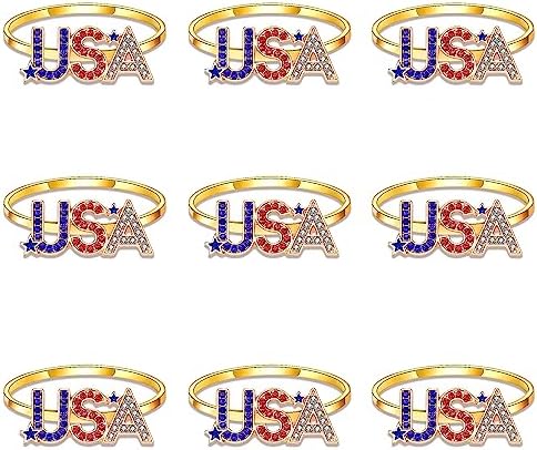 Amazon.com: 4th of July Patriotic Napkin Rings Set of 12, Enamel ...
