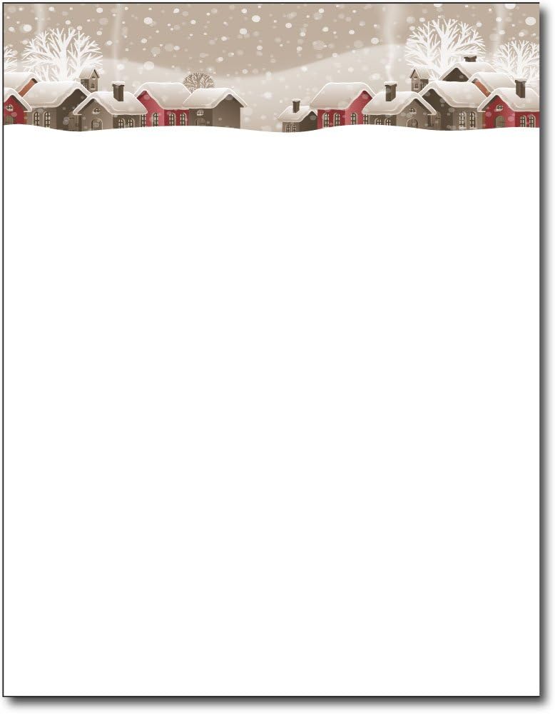 Amazon.com: Snowy Winter Village Holiday Letterhead - 80 Sheets ...