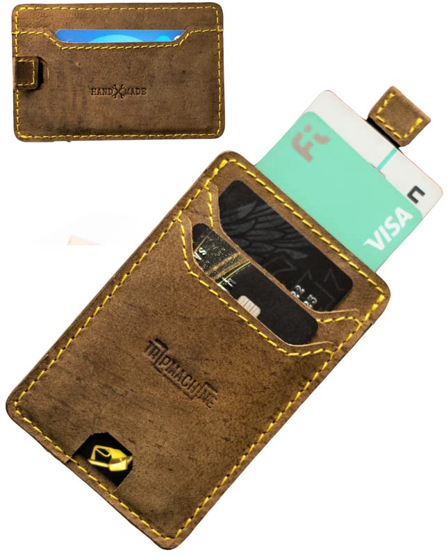 Amazon.com: Trip Machine Company Slim Minimalist 100% Genuine Leather ...