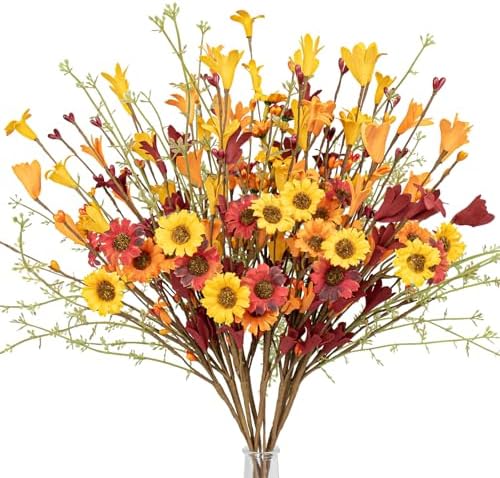 Amazon.com: JINGHONG 6 PCS 17 Inch Fall Floral Stems Artificial Autumn ...
