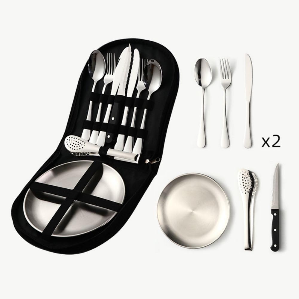 Amazon.com: KERMANDO Stainless Steel Outdoor Camping Mess Kits ...