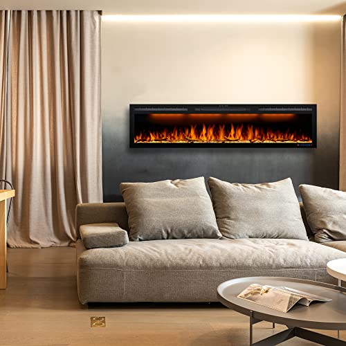 Dreamflame 72 Electric Fireplace Inserts, Recessed & Wall Mounted ...