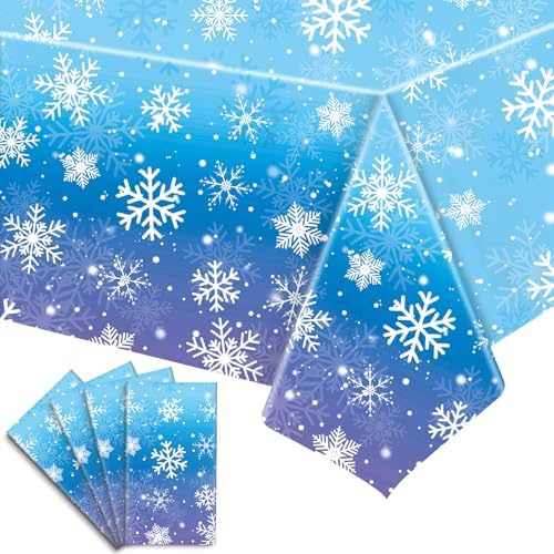 Amazon.com: PHOGARY 3 Pieces Christmas Snowflake Tablecloth Frozen ...