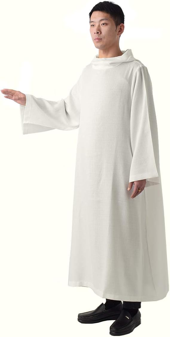 BLESSUME Catholic Church Deacon Robe Clergy Hooded White Alb Worship ...