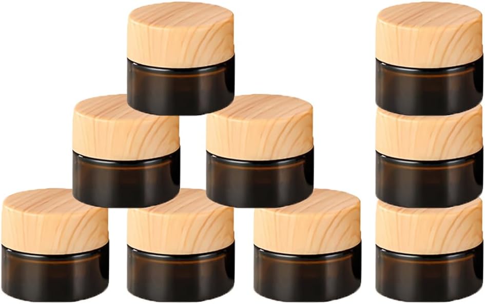 Amazon.com: 9 Pcs 5g Amber Glass Jars with Wood Grain Lids and Inner ...