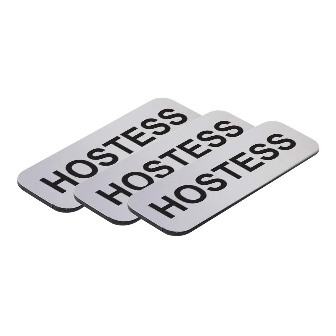 Amazon.com : All Quality Badges Hostess 1 x 3 inches Name Tag, Silver ...
