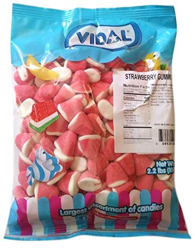 Amazon.com : Vidal Strawberry Gummi Drops Candy, Pink and White, 2.2 ...