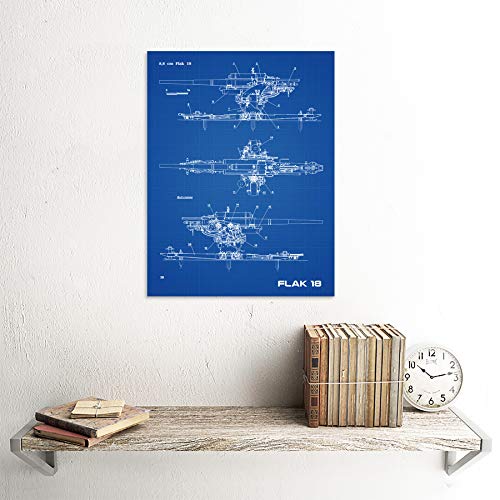 Flak 18 Artillery Anti Aircraft Tank Blueprint Plan Unframed Wall Art ...