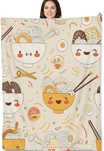 Amazon.com: Cozy Ramen & Bubble Tea Fleece Blanket – Ultra-Soft 60x50 ...