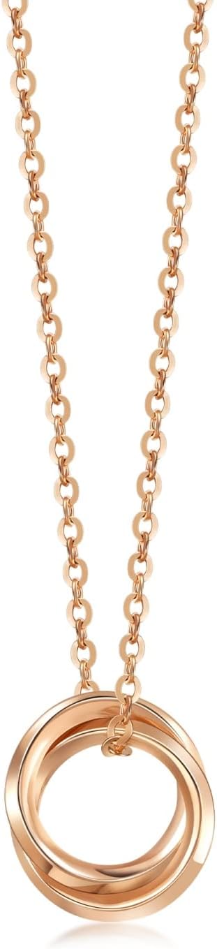 Amazon.com: CHOW SANG SANG Delicate Gold 18K Rose Solid Gold Intertwined Circle, Loops Necklace ...