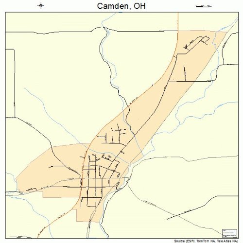 Large Street & Road Map of Camden, Ohio OH - Printed poster size wall ...