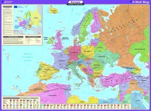 Europe Wall Map (OS Wall Map): Ordnance Survey: 9780319148303: Amazon ...