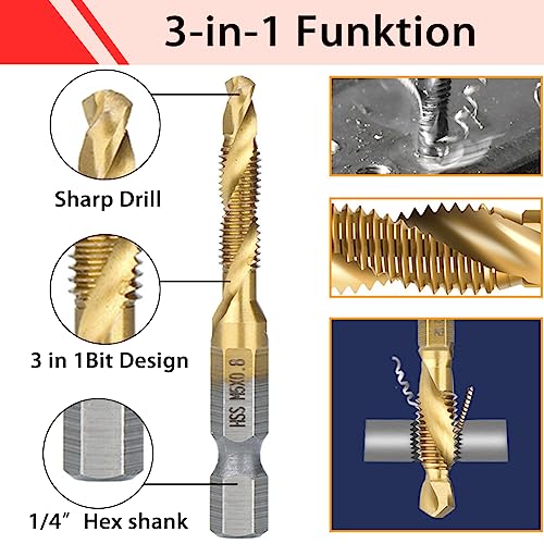 Snapklik.com : ANPTGHT Combination Drill & Tap Bit Set, 13PCS Titanium ...
