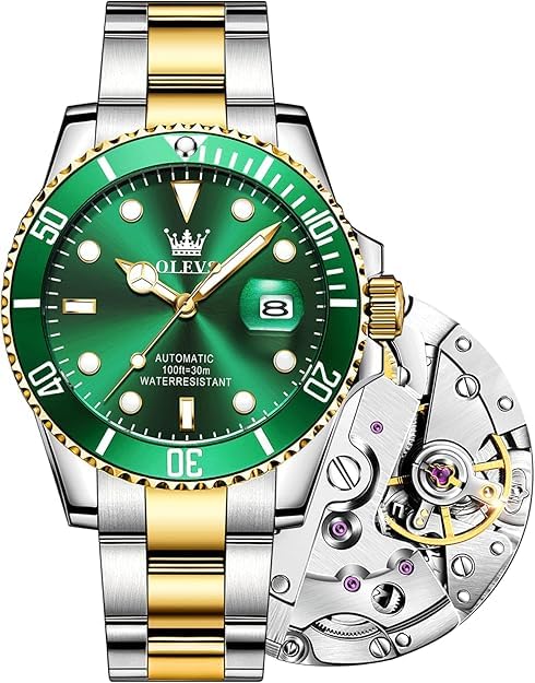 OLEVS Automatic Watches for Men Green Dail Mens Watches Luxury ...