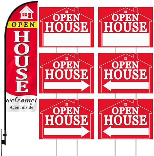 Amazon.com: Open House Signs Set with Open House Flag Pole Kit and 6 ...