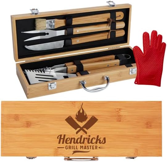 Amazon.com : Personalized Engraved Grill BBQ Gifts Set for Men Dad ...
