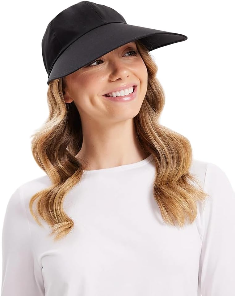 Solbari Reversible Ultra Wide Brim Cap UPF50 Sun Hat, Black/Black at ...