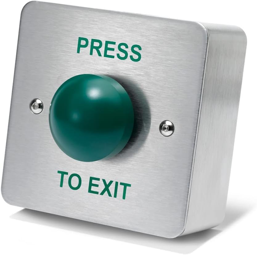 SecureMyDoor - PRESS to EXIT Green Dome Button Push Door Release Switch ...