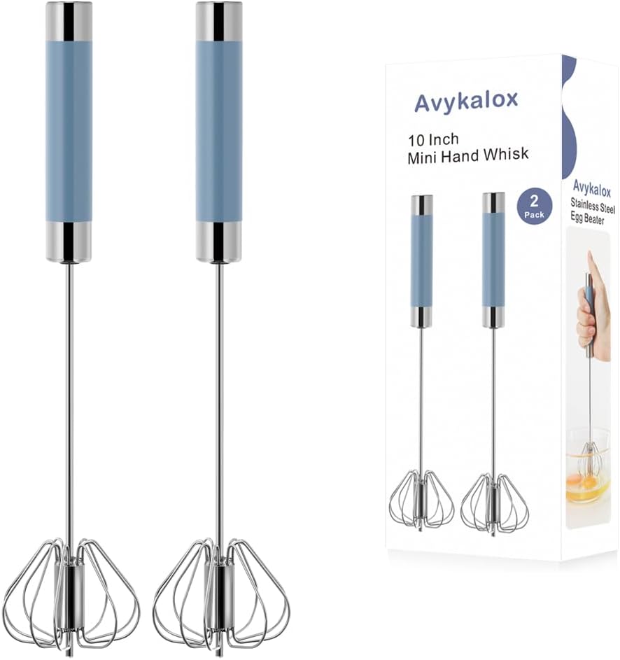Amazon.com: Avykalox 2 Pack Semi Automatic Whisk, Stainless Steel Mini ...