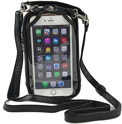 Amazon.com: Charm14 Crossbody Bag Cell Phone Purse XL-Black Leatherette ...