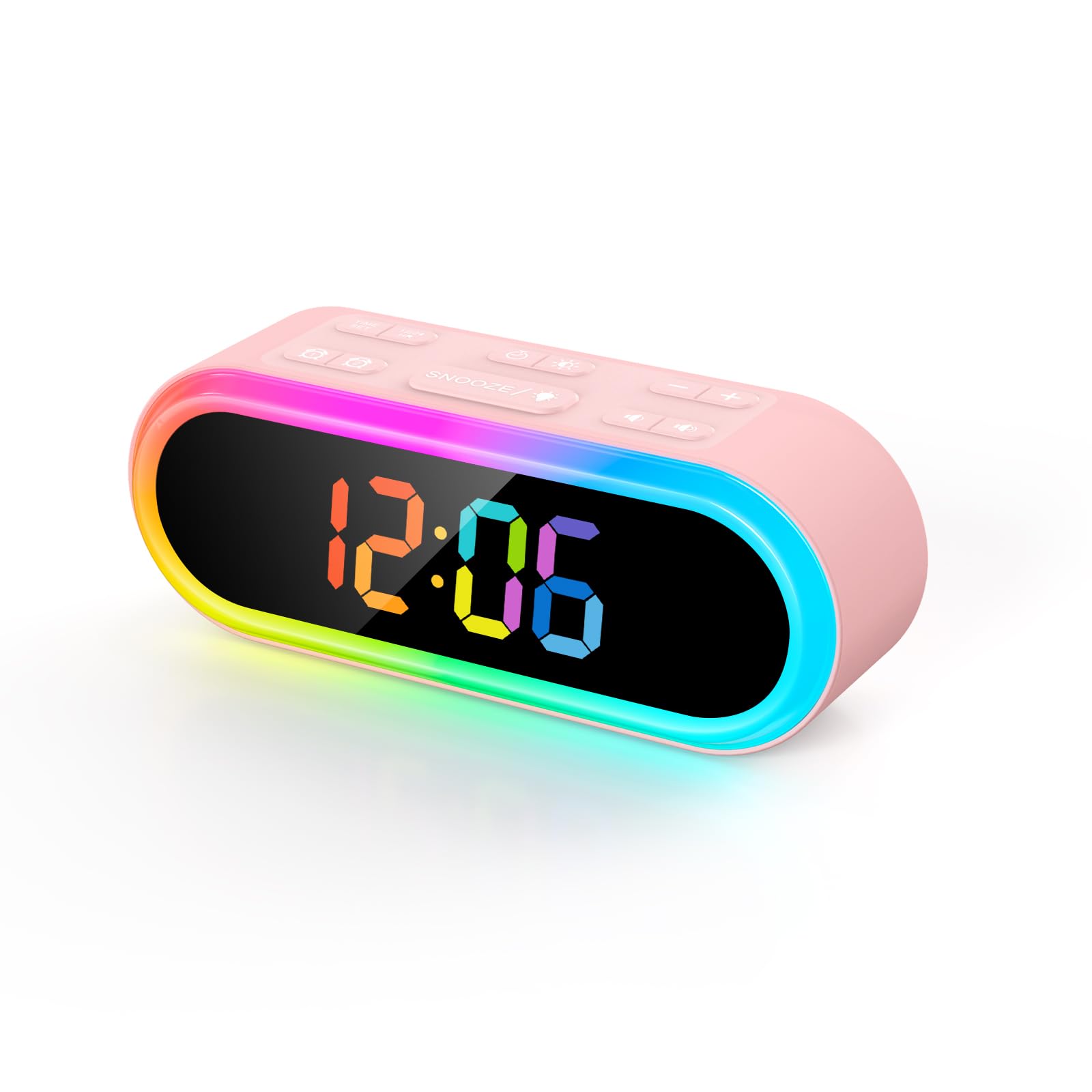 Amazon.com: REACHER Pink Girls Alarm Clock for Bedroom, Dimmable ...