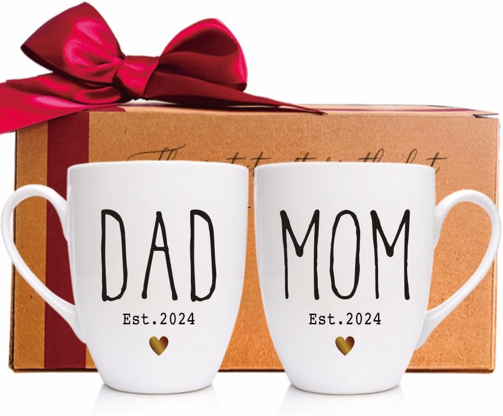 Amazon.com: MNEDLAD New Dad & Mom Est 2024 Coffee Mugs, First Time Mom ...
