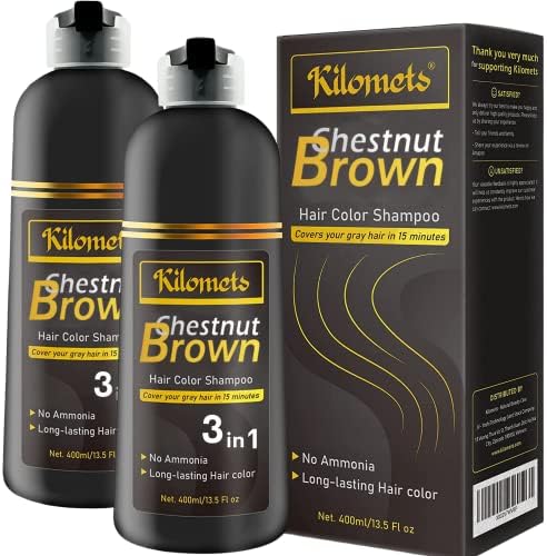 Amazon.com : KILOMETS Chestnut Hair Dye Shampoo 3 IN 1 - Hair Color ...
