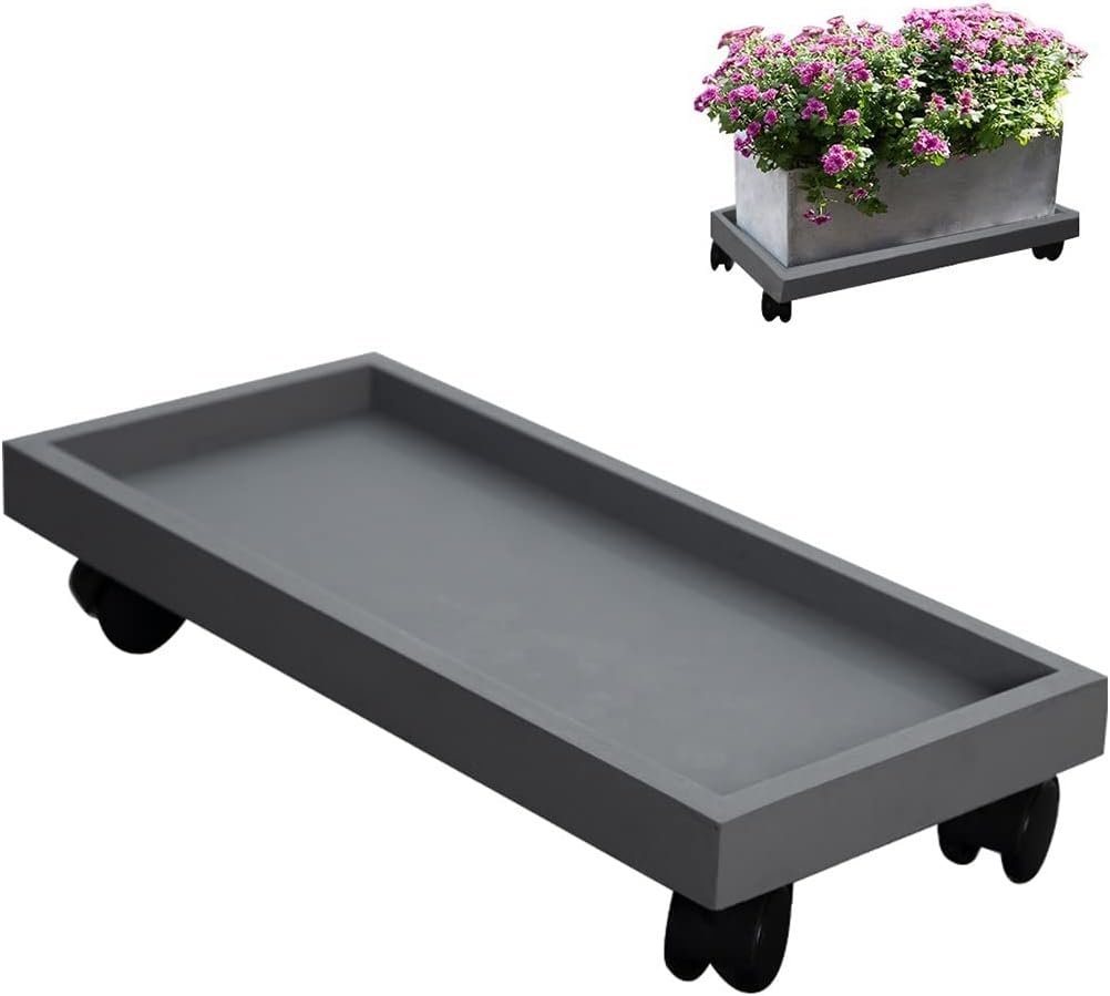 Amazon.com: Rectangle Rolling Plant Caddy Pot Trolley,Flower Pot Stand ...