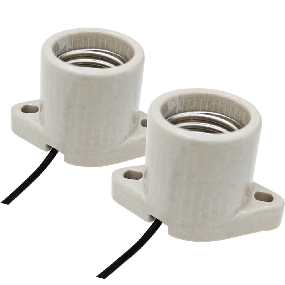 E-Simpo® 2pcs E26 Porcelain Lamp Base Ceramic Lampholder 600V 660W UL ...