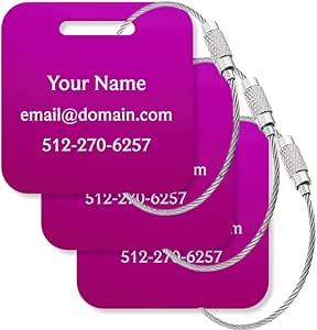 Amazon.com: Custom METAL Luggage Tags (3 or 6 Pack) - Personalized Unique Suitcase & Backpack ...