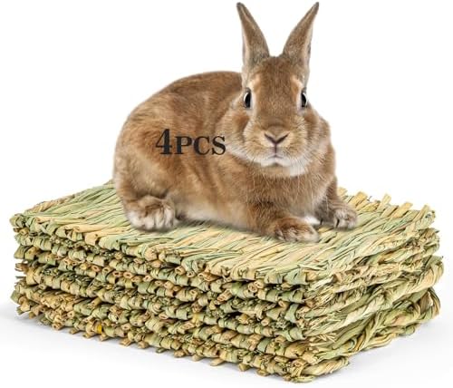 Amazon.com : Sukh 4 PCS Rabbit Grass Mats - Natural Hay Woven Bunny ...